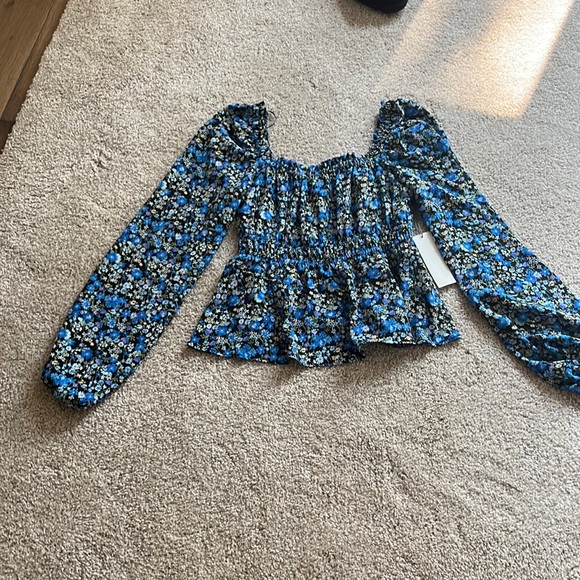 nine britton | Shirts | Square Neck Mesh Sleeve Top | Poshmark